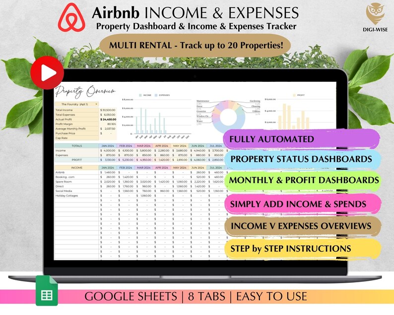 Airbnb Template Income and Expense Spreadsheet Airbnb Host Template ...
