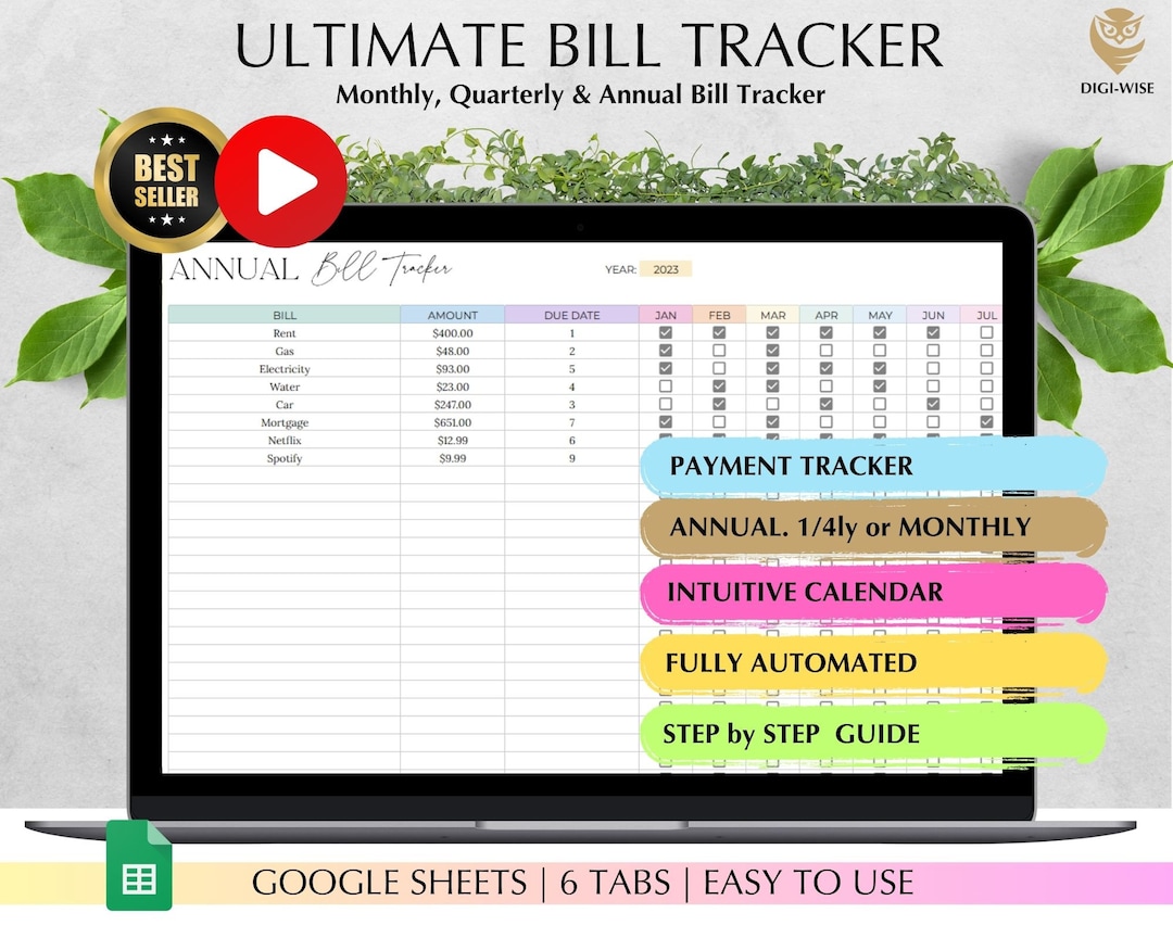 Bill Tracker Spreadsheet Google Sheets Bill Tracker Monthly Bill ...