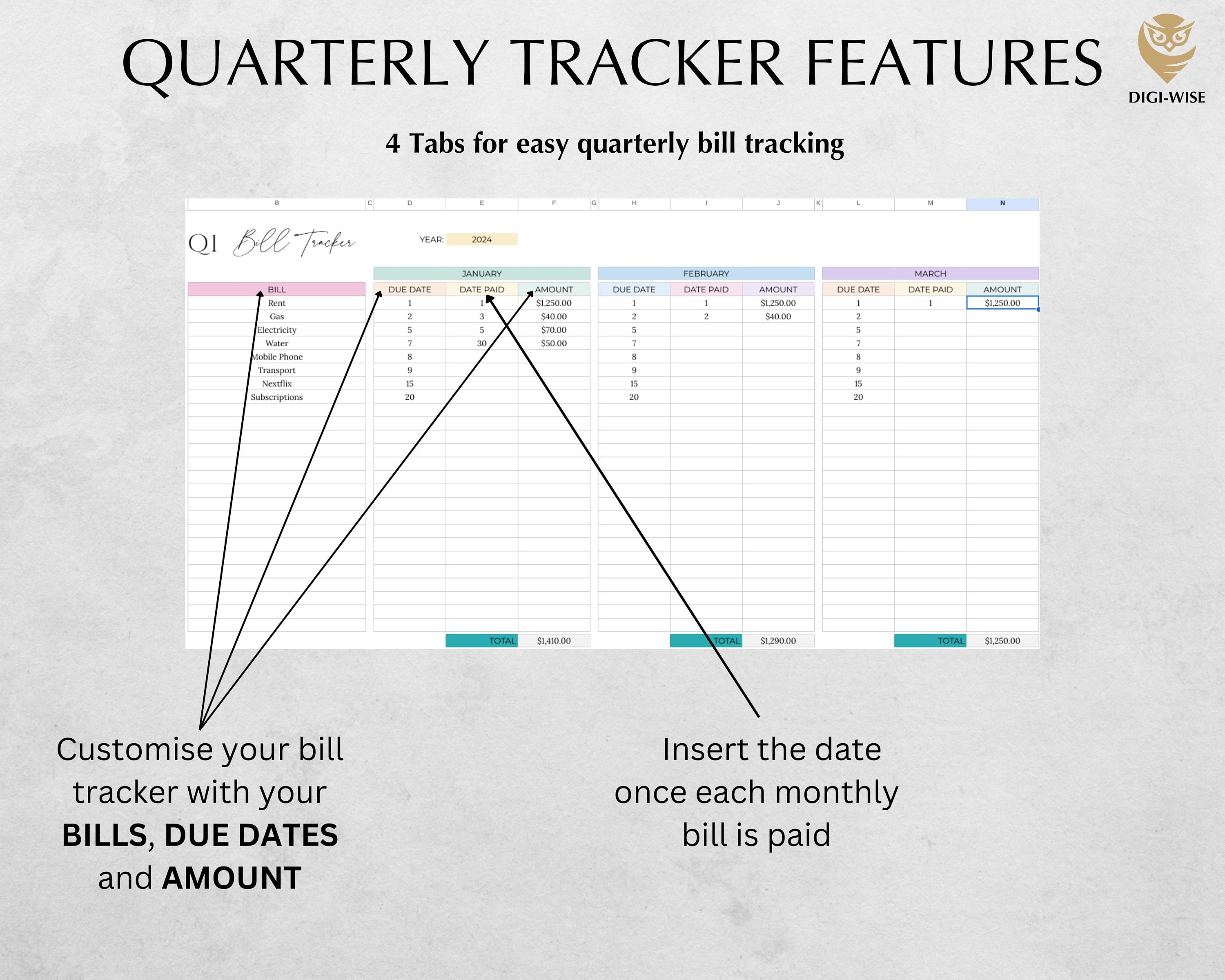Bill Tracker Spreadsheet Google Sheets Bill Tracker Monthly Bill ...