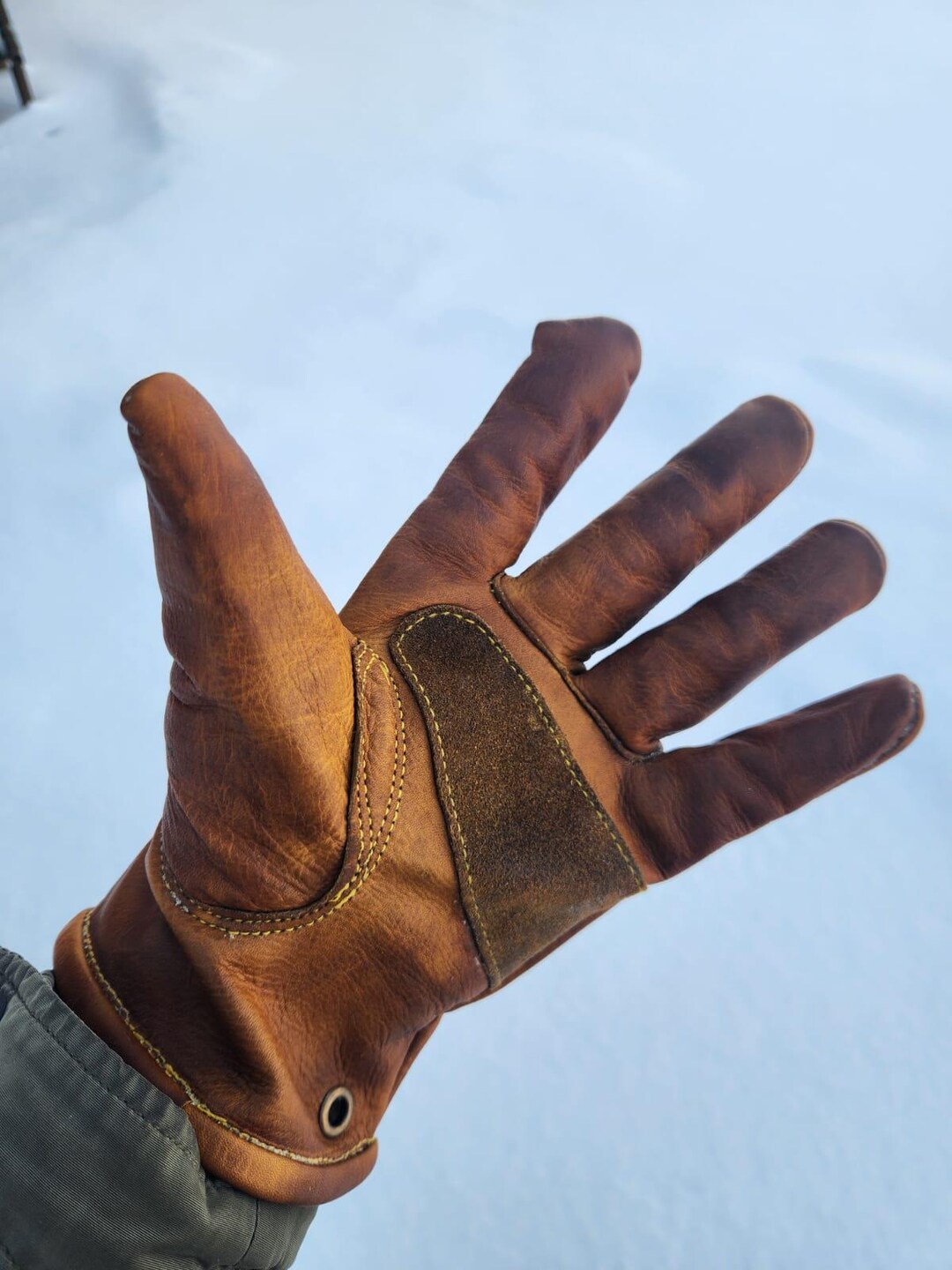Handmade Bushcraft Leather Gloves, Kevlar Stitched, Full-grain Cowhide ...