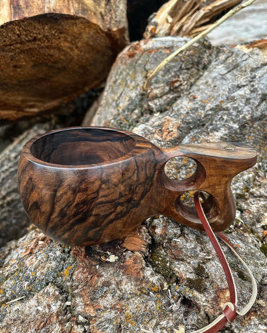 Hand-carved Walnut Kuksa Cup , Traditional Scandinavian Bushcraft ...