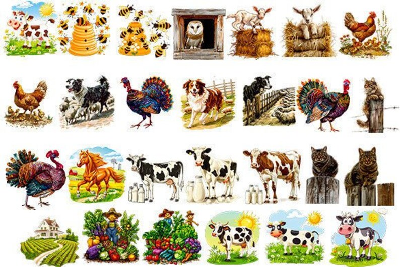 53 Farming Animal Clipart Bundle, High Quality Animal Farm Clipart, Cow ...