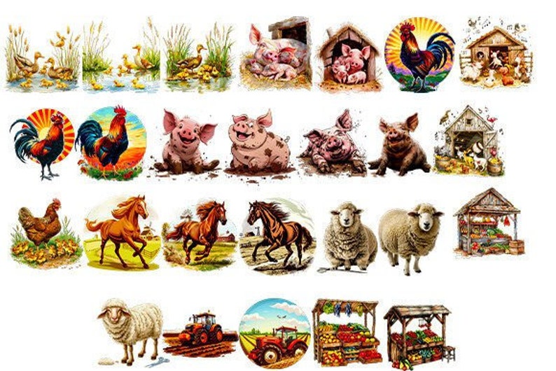 53 Farming Animal Clipart Bundle, High Quality Animal Farm Clipart, Cow ...