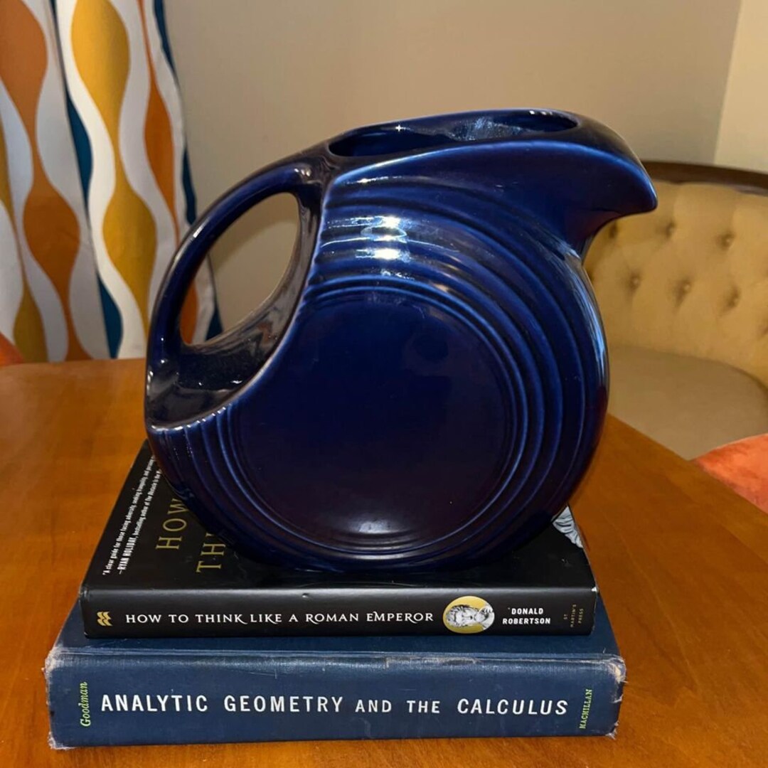Vintage Fiesta Disc Pitcher large / Navy - Etsy
