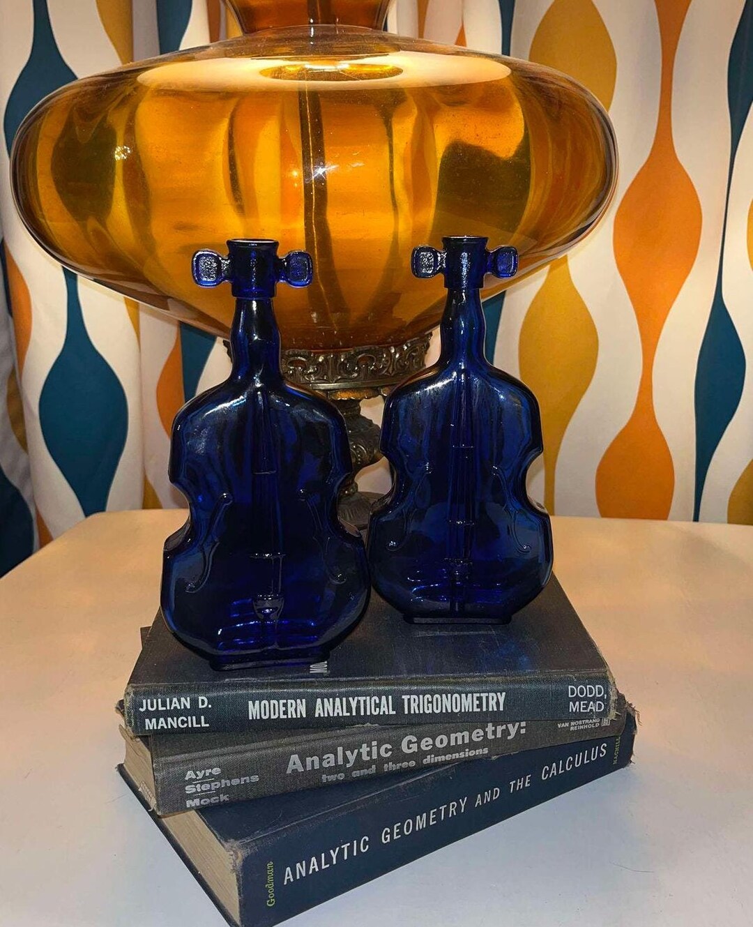 Vintage Cobalt Blue Glass Violin/cello Bottle set of 2 - Etsy