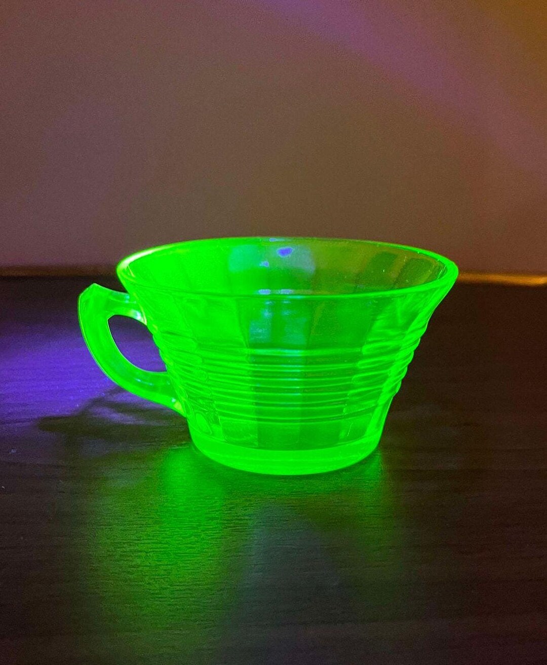 Vintage Uranium Glass Tea Cups set of 2 please Read Description - Etsy