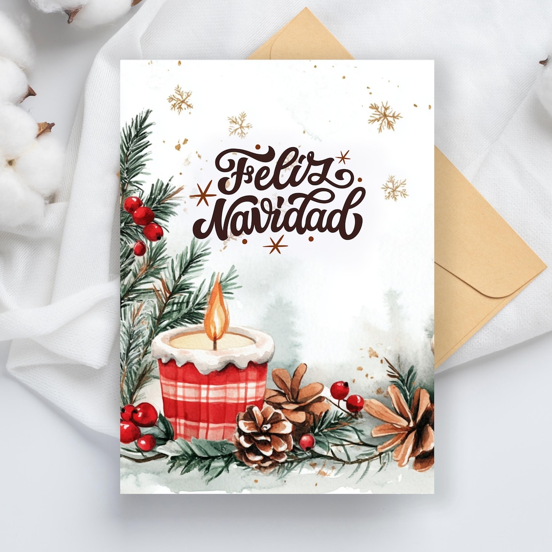 Feliz Navidad Card, Spanish Merry Christmas Greeting Card With Message ...