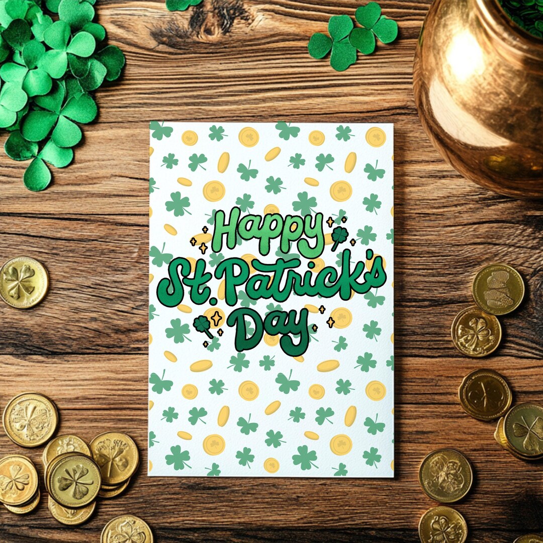 Happy St. Patrick's Day Card, St. Patrick's Day Greeting Card, Shamrock ...