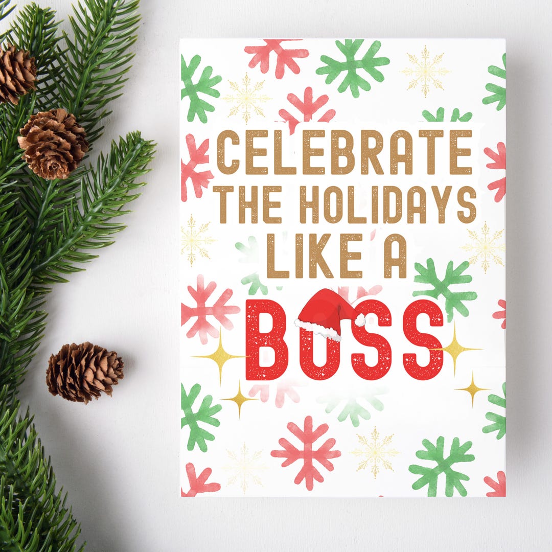 Merry Christmas Boss Card, XMAS Greeting Card With Message, Holiday ...