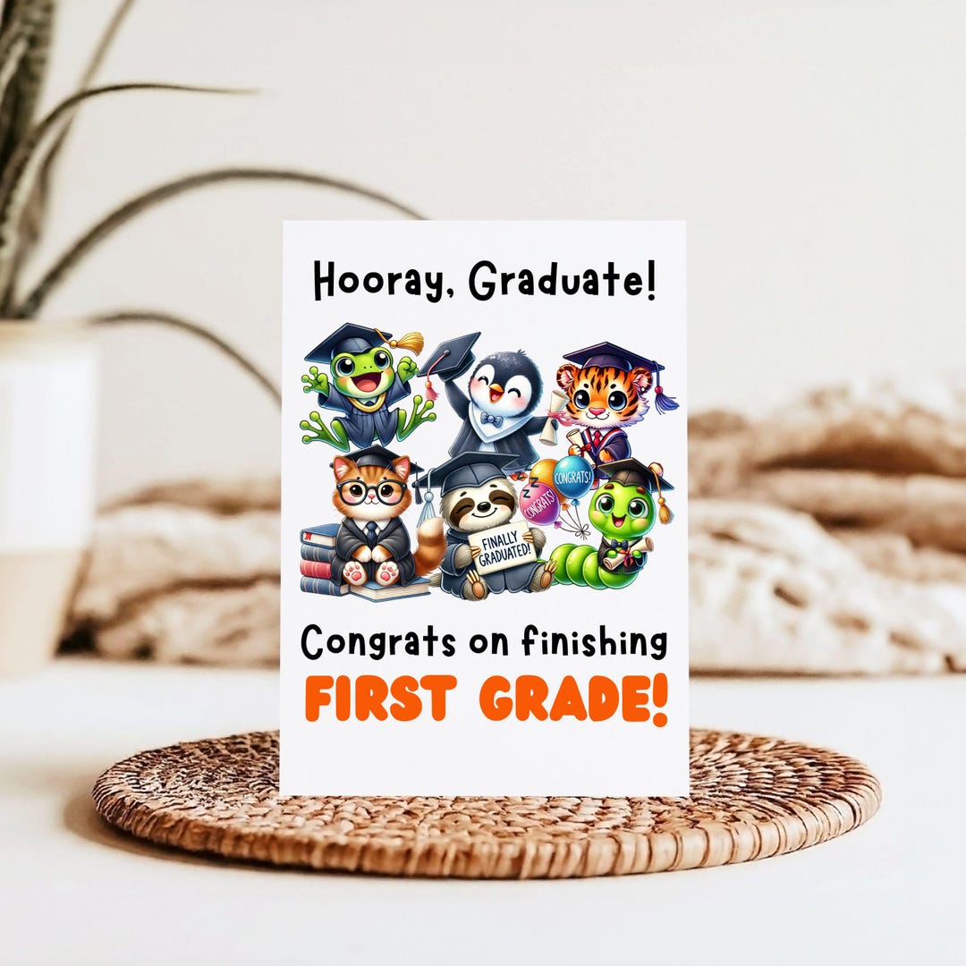 Graduation Card for Children, Kids Graduation Card, First Grade ...