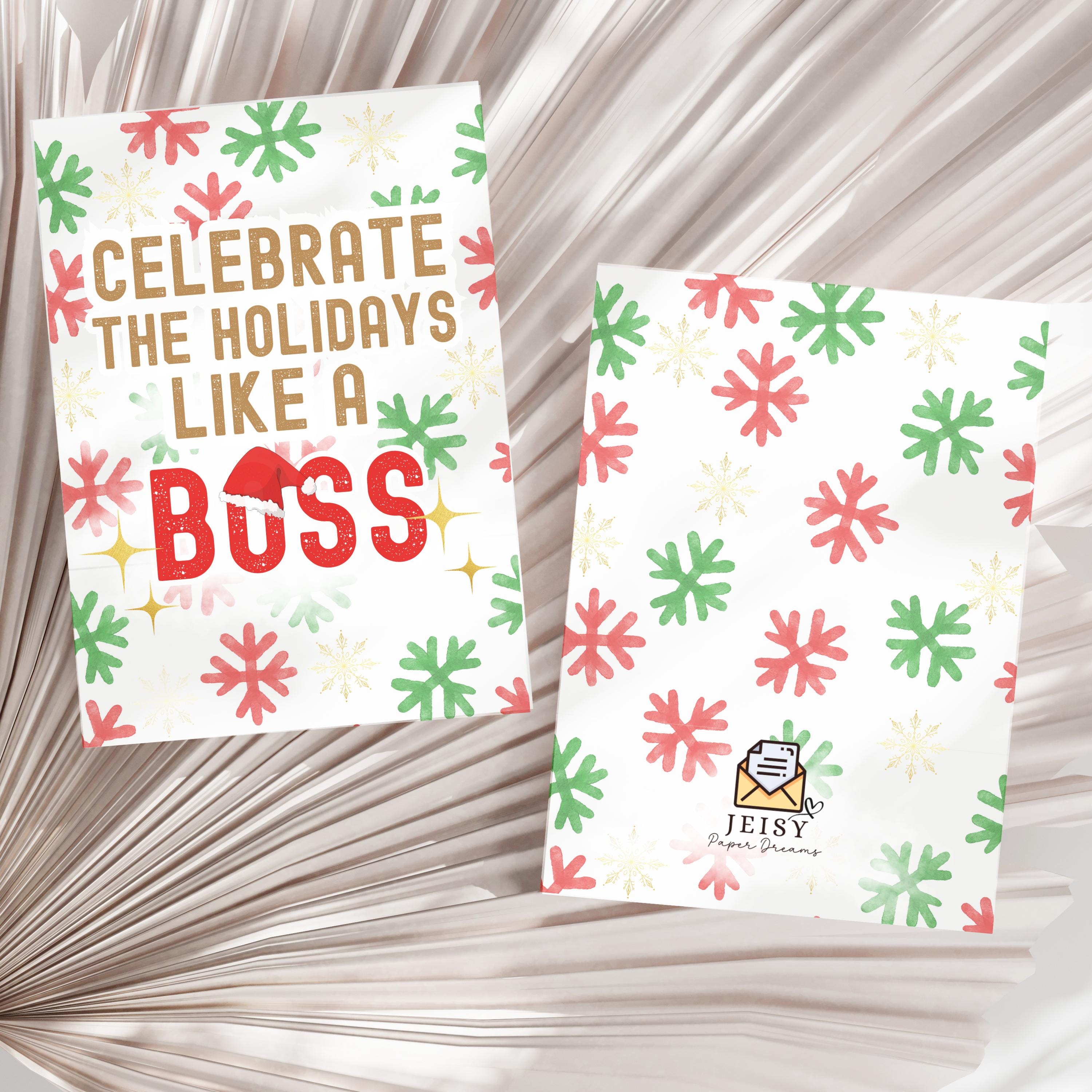 Merry Christmas Boss Card, XMAS Greeting Card With Message, Holiday ...