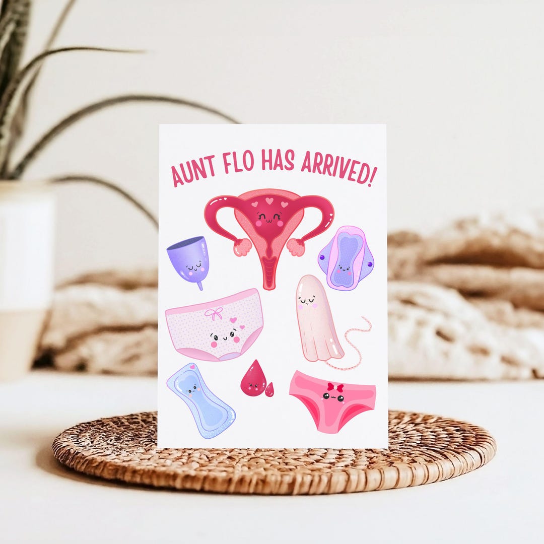 First Period Card, Cute Puberty Greeting Card, Pre-teen Period Card ...