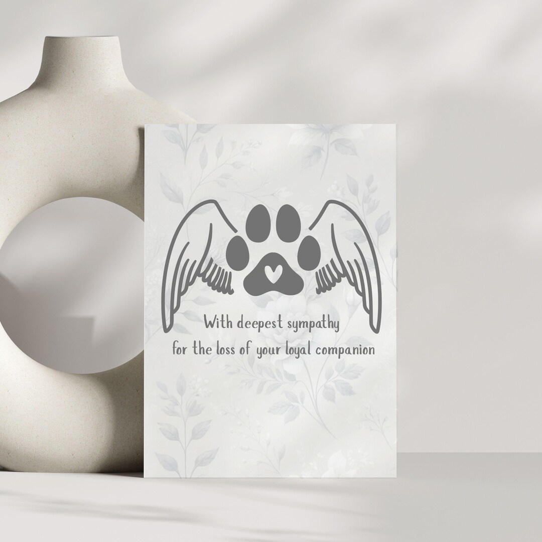Pet Sympathy Card, Dog Condolence Card Gift, Grieving Hard Bereavement ...