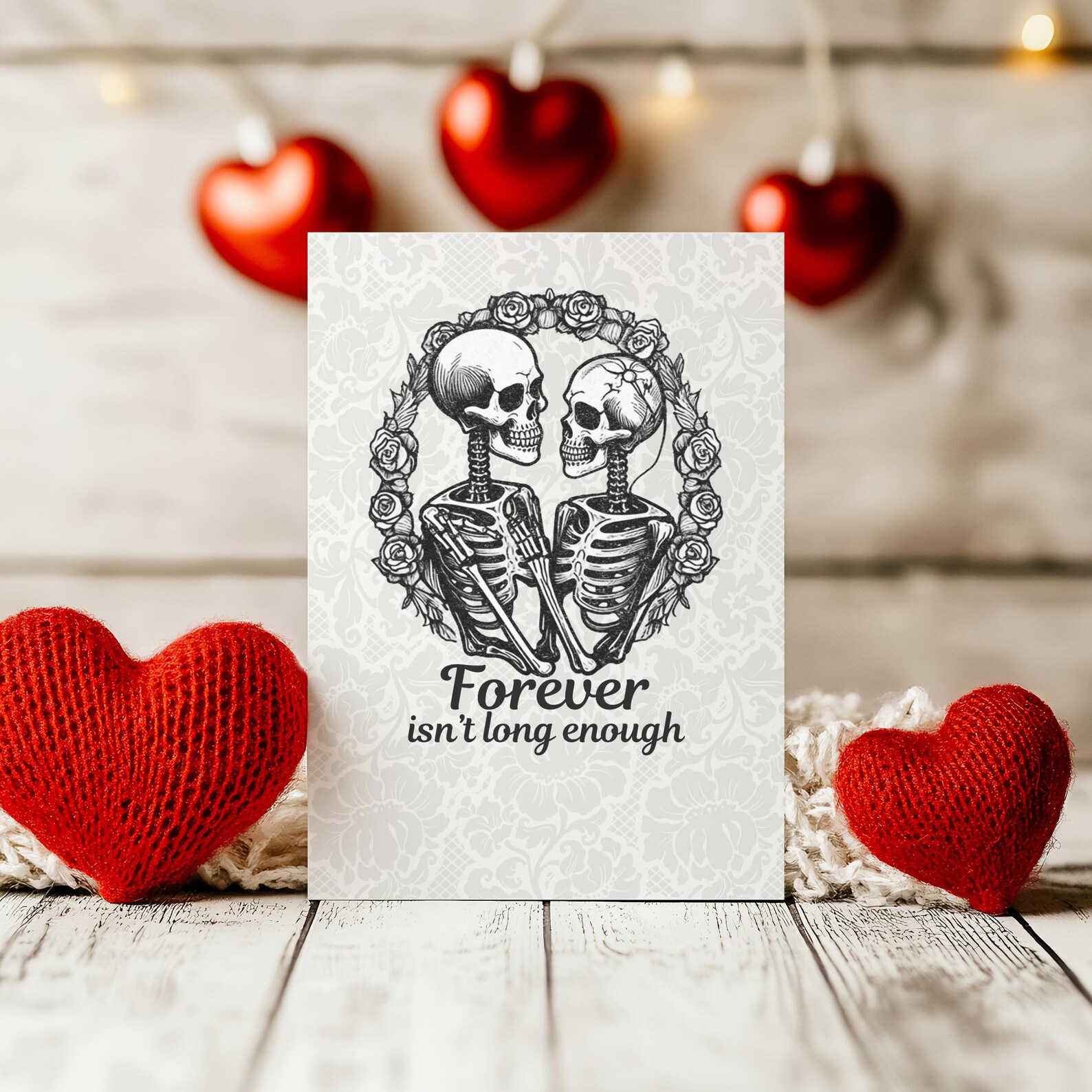 Forever Isn't Long Enough ,skeleton Gothic Anniversary Card, Romantic ...