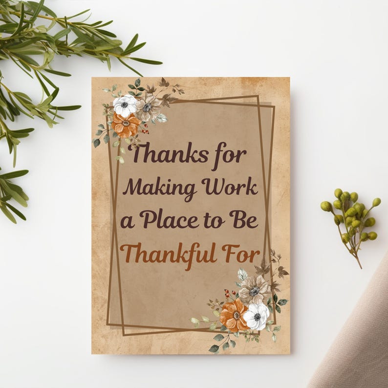Thanksgiving Card for Boss, Thankful for Manager Greeting Card With ...