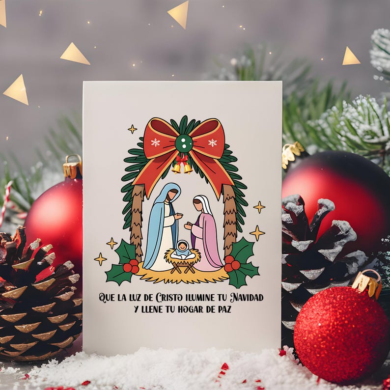 Tarjeta Navidad Cristiana Nacimiento De Jesus, Spanish Christian ...