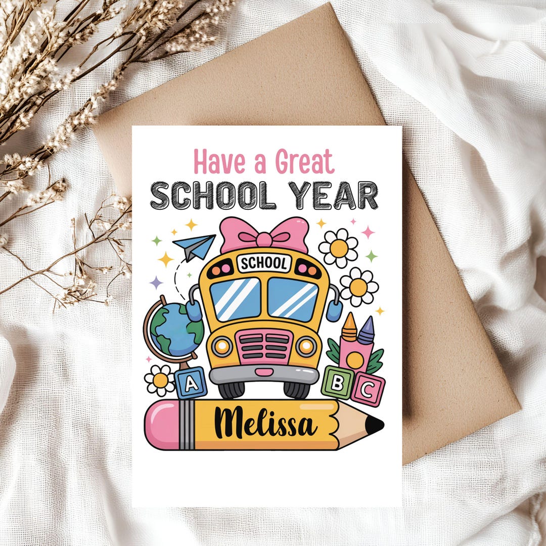 Custom Back to School Greeting Card, First Day of School Card, Card ...