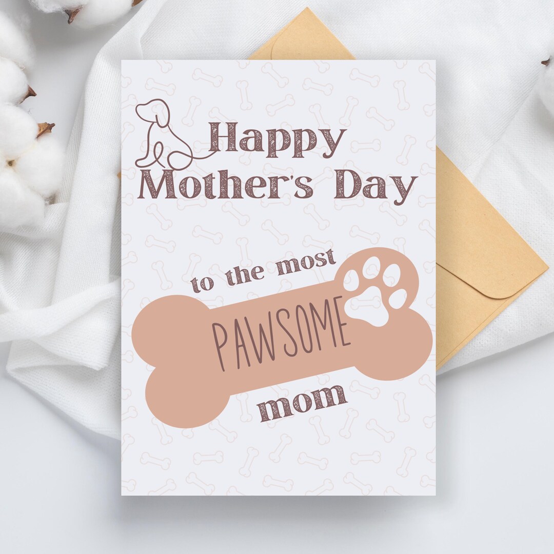 Dog Puppy Mother's Day Card, Funny Handmade Mother's Day for Mom, Pet ...