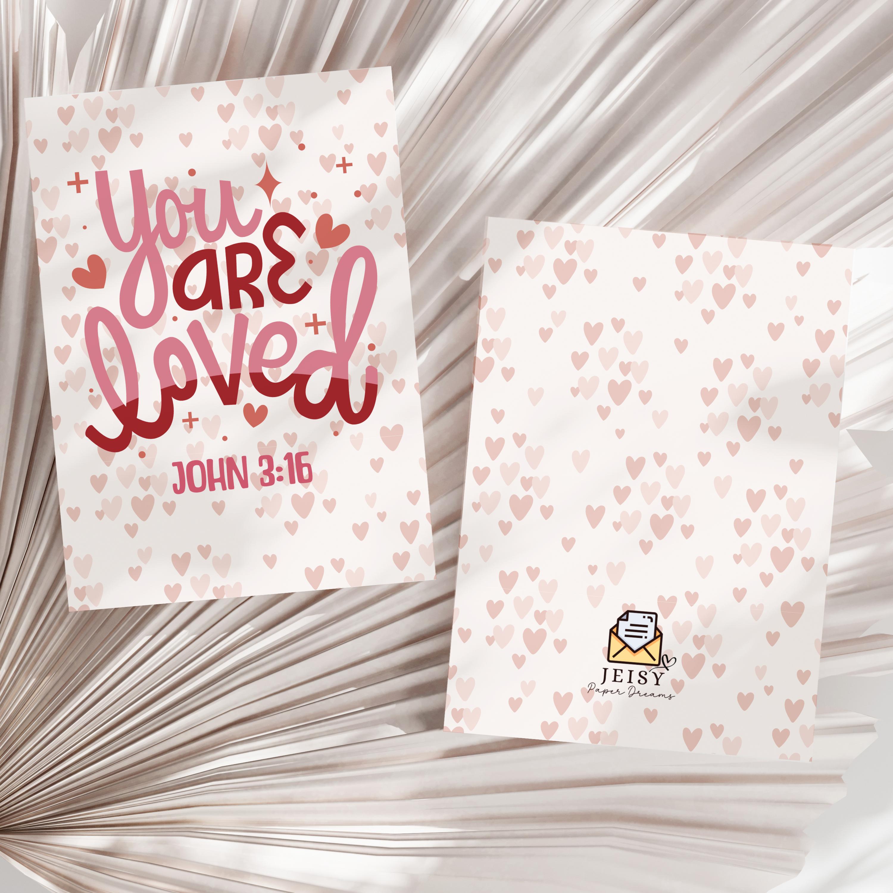 Christian Valentine Card, You Are Loved John 3:16, Faith Valentine's ...