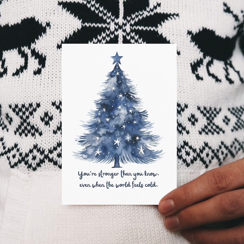 Sad Blue Christmas Card - Etsy