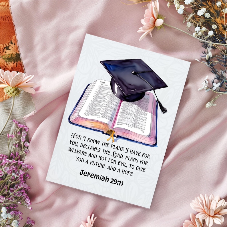 Christian Graduation Card, Faith Religious Graduation Card, Bible Verse ...