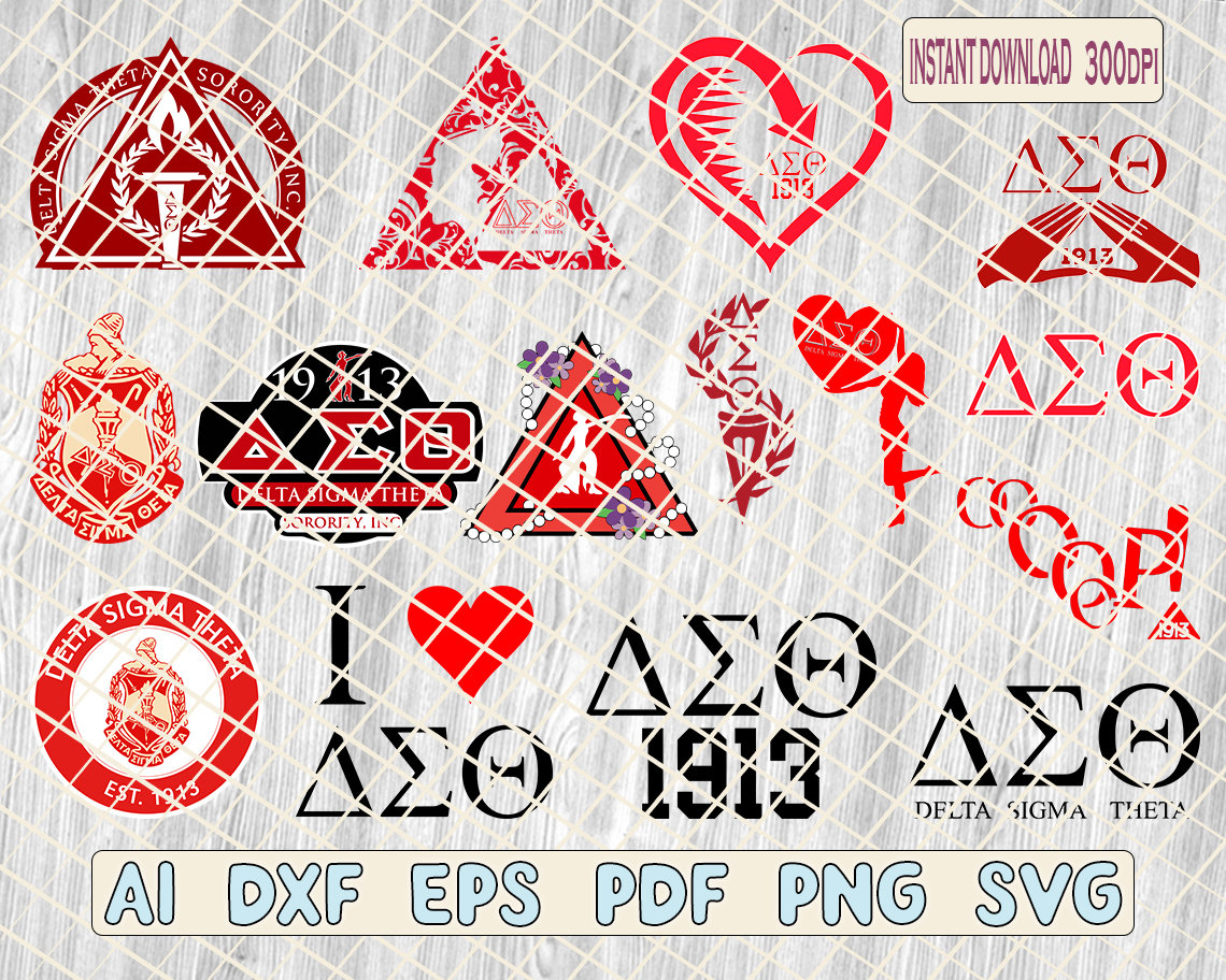 Delta Sigma Theta Svg Png, 15 Bundle Designs, 1913 Hand Sign Cut File ...