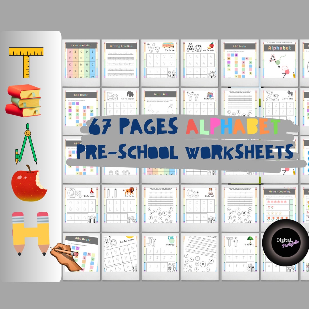 67 PAGES Pre-school ALPHABET WORKSHEETS | Printable Activity Worksheets ...