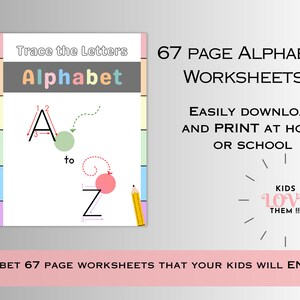 67 PAGES Pre-school ALPHABET WORKSHEETS | Printable Activity Worksheets ...