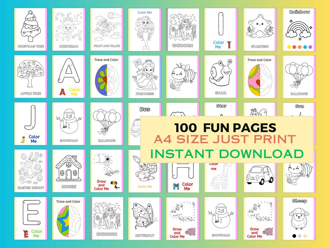 100 COLORING PAGES Pre-school |objects |dot-2-dot |coloring by Number ...