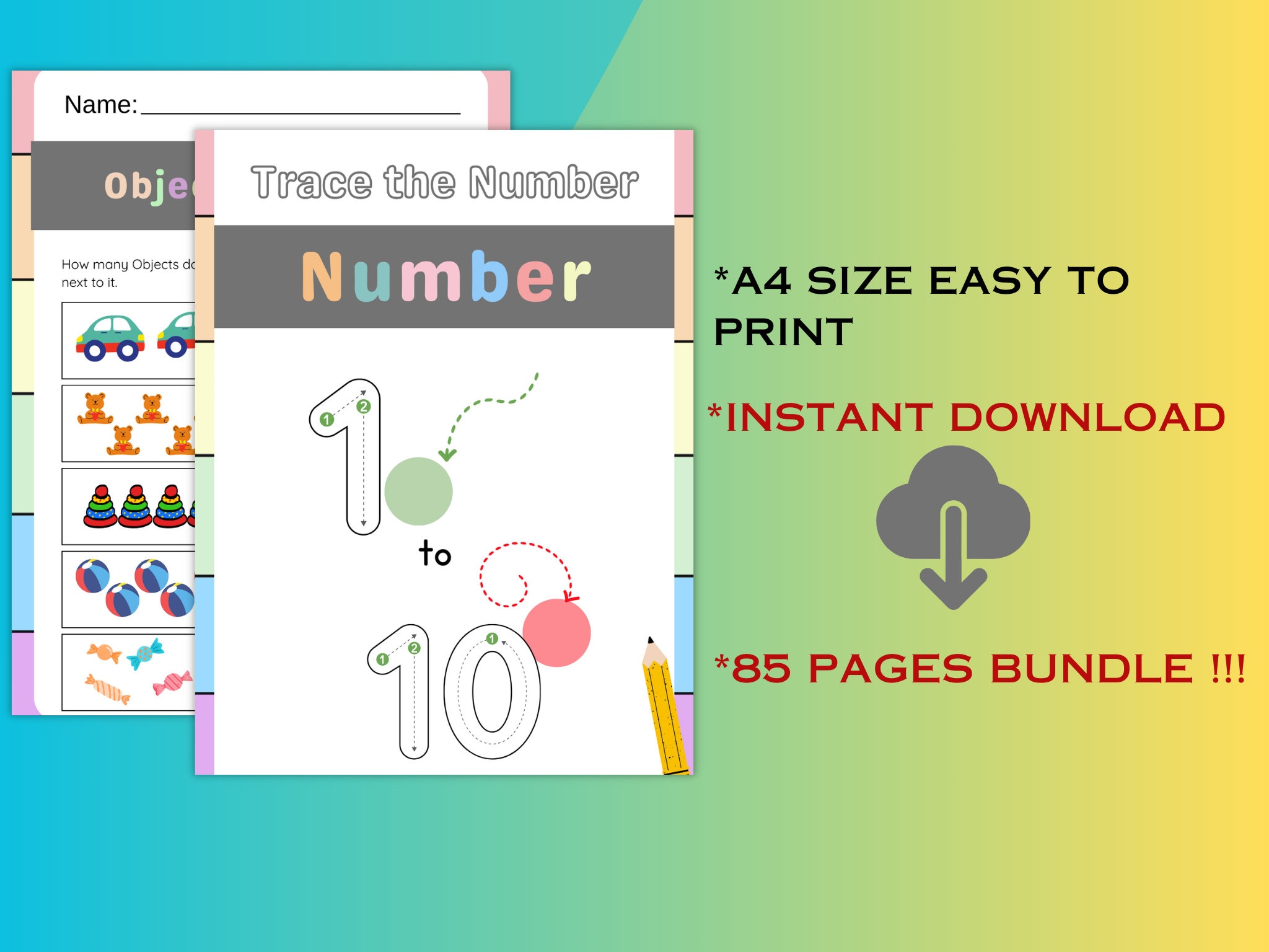 85 PAGES Pre-school NUMBERS WOKSHEETS | Printable Activity Worksheets ...