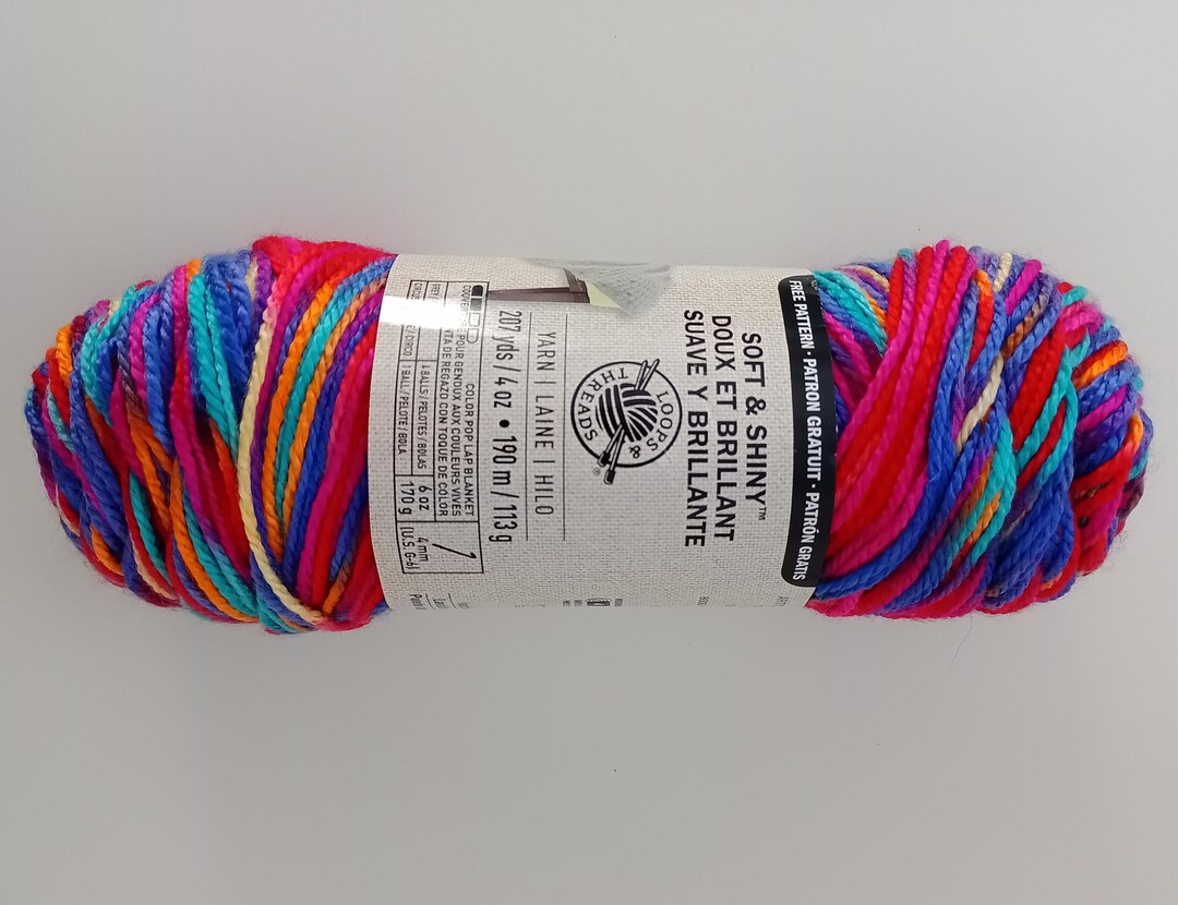 Loops and Threads Soft and Shiny Yarn Colorful Medium Weight Thrifty ...