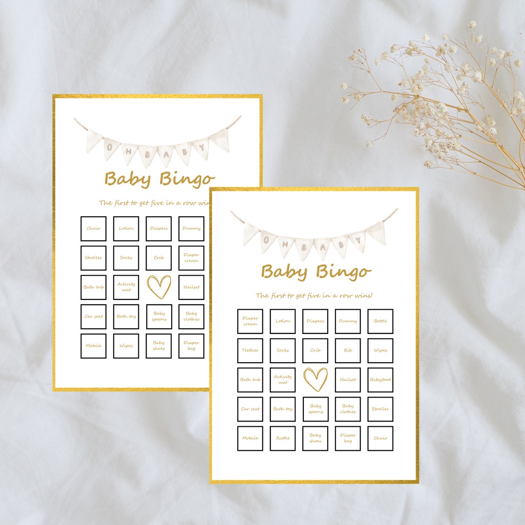 Baby Shower Bingo, 30 Printable Bingo Cards, Baby Shower Games, Calling ...