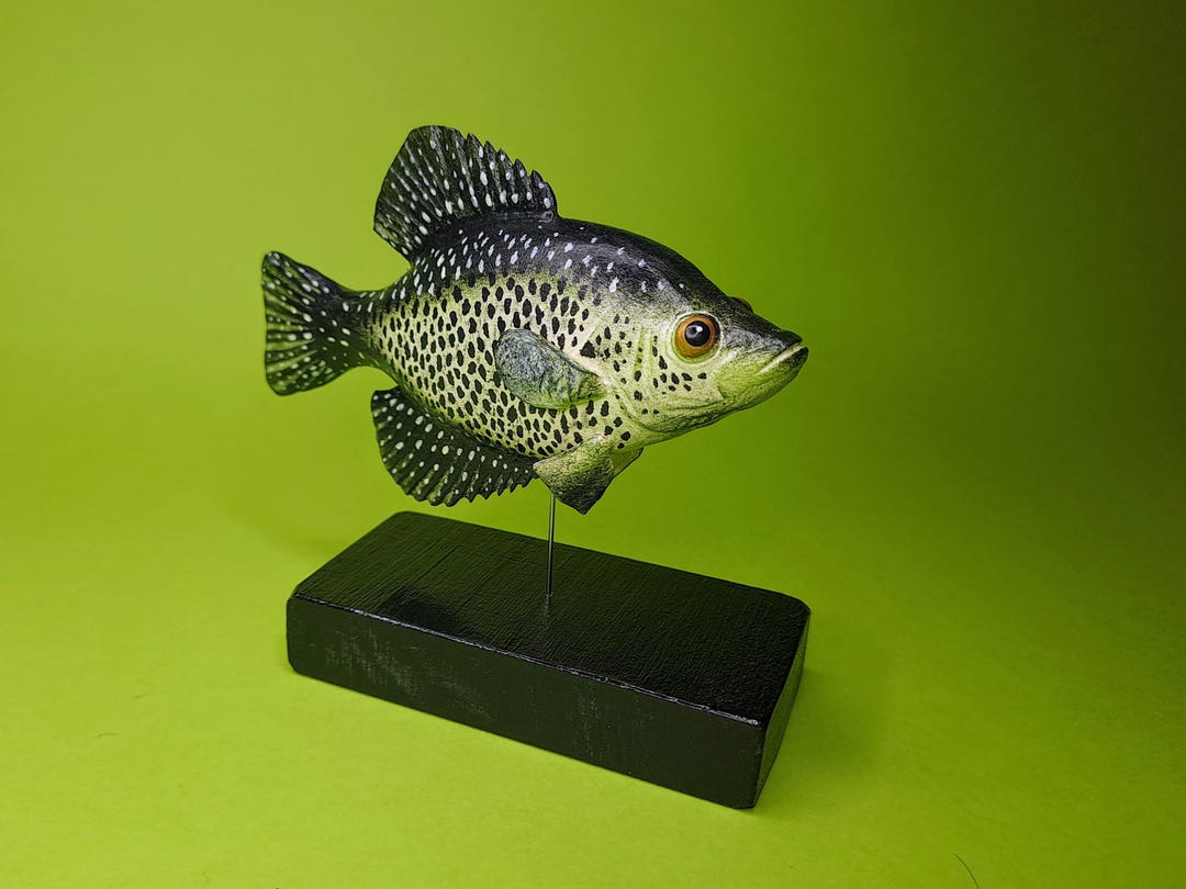 Hand Carved Wooden Crappie Fish, Panfish Figurine, Sculpture Decor ...
