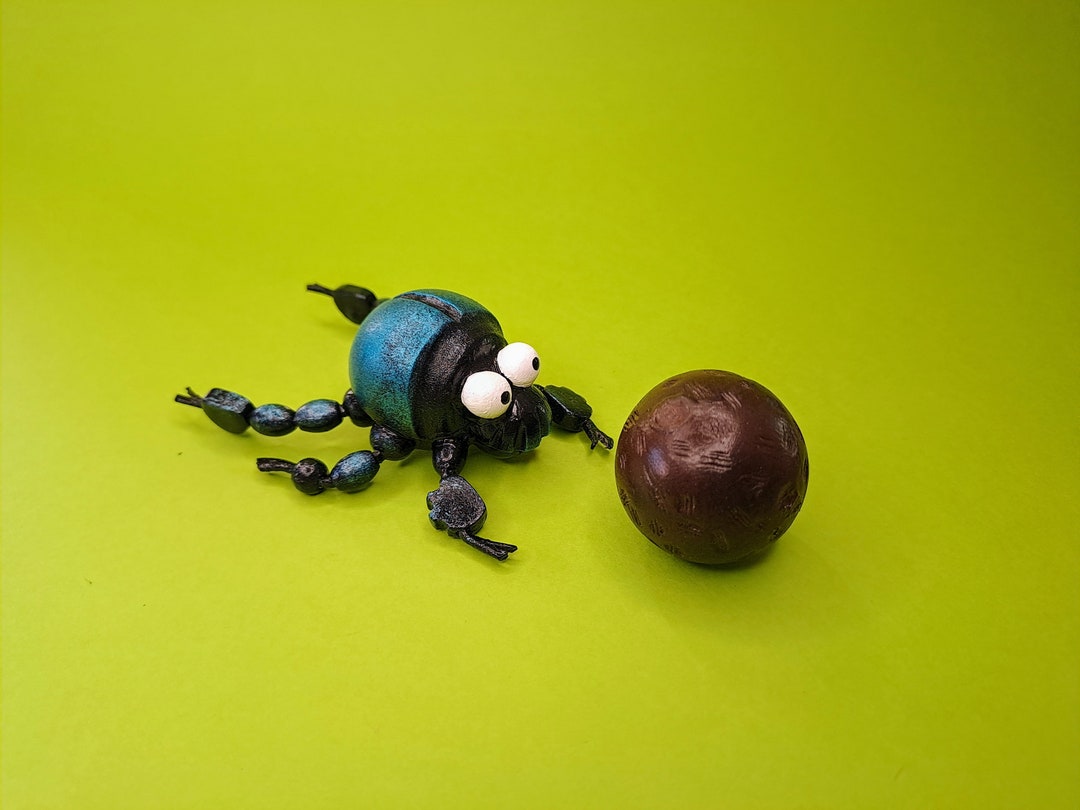 Wooden Dung Beetle scarabeidae, Insect Figurine, Miniature, With Ball ...