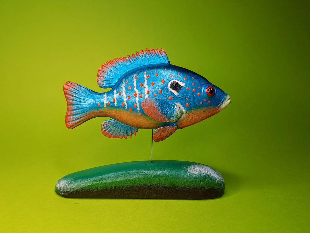 Carved Wooden Sunfish Figurine: Orange Spotted Panfish (lepomis Humilis ...