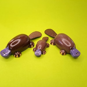 Wooden Platypus, Family, Figurines, Miniatures, With Optional Fridge ...