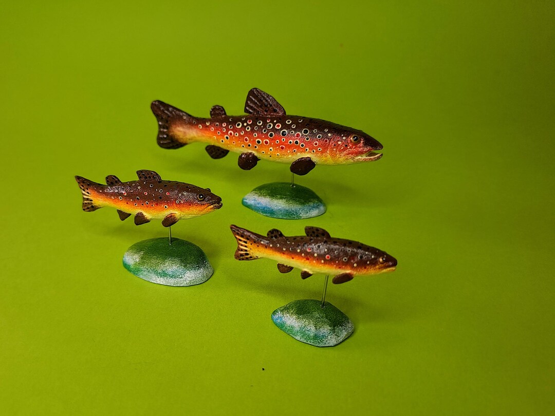 Hand Carved Wooden Trout & Salmon Figurine - Custom Fish Species ...