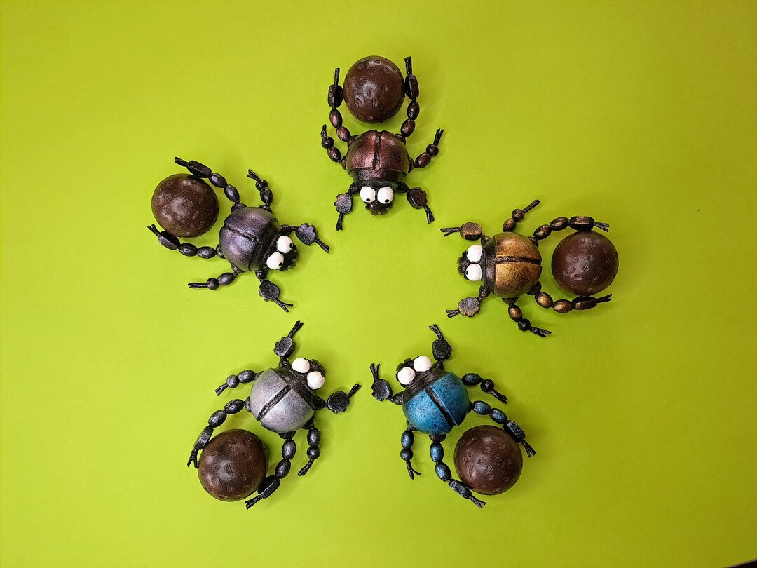 Wooden Beetle scarabeidae, Insect Figurine, Miniature, With Ball ...