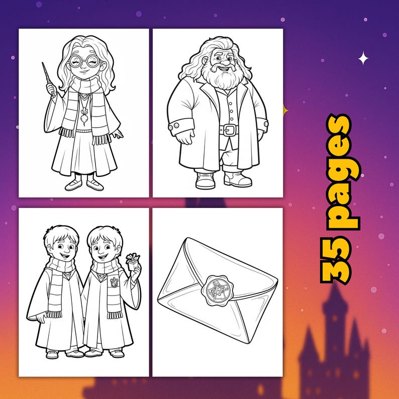 Wizard School Adventures Coloring Book | 35 Magical Pages for Kids ...