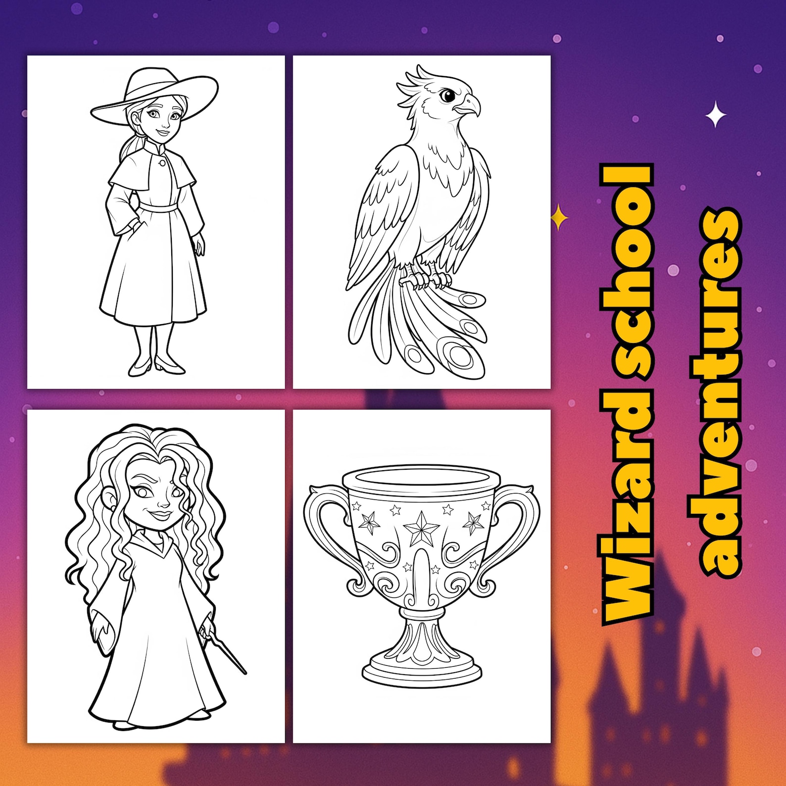 Wizard School Adventures Coloring Book | 35 Magical Pages for Kids ...