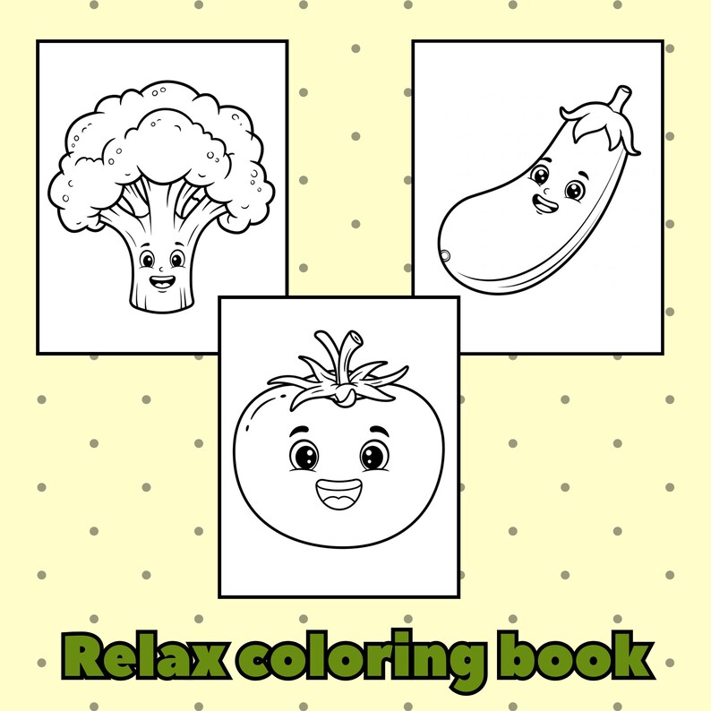 Cute Vegetable Coloring Pages PDF | 20 Funny Veggies With Faces - Etsy