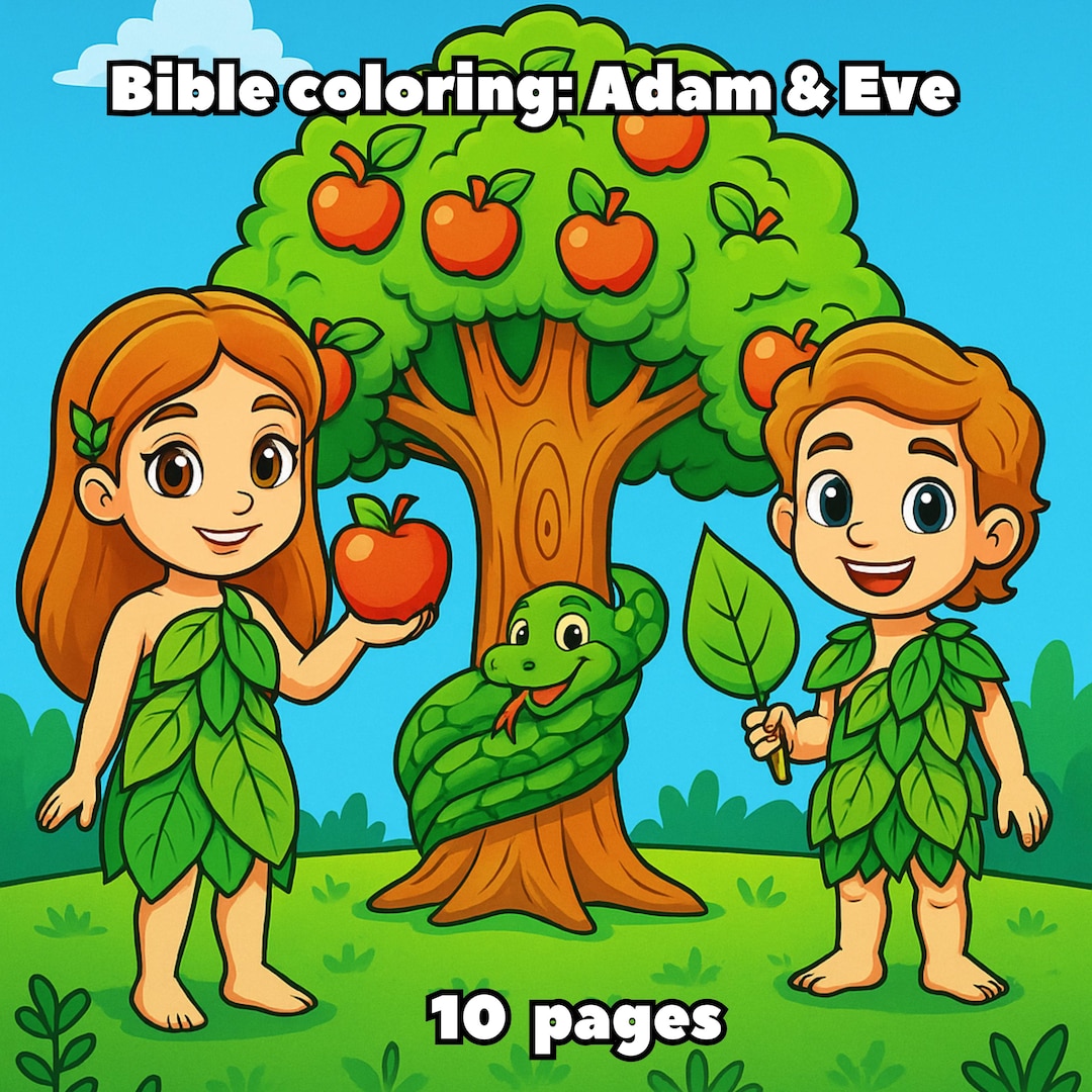 Adam and Eve Coloring Book | Bible Story Printable | 10 Pages for Kids ...