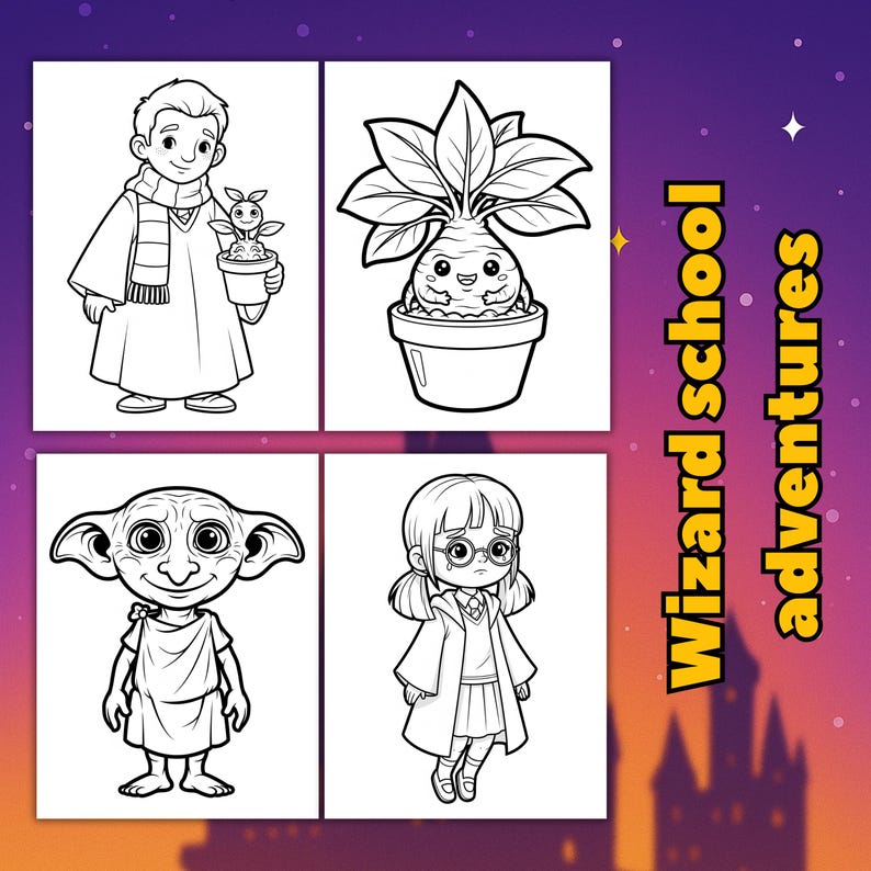Wizard School Adventures Coloring Book | 35 Magical Pages for Kids ...