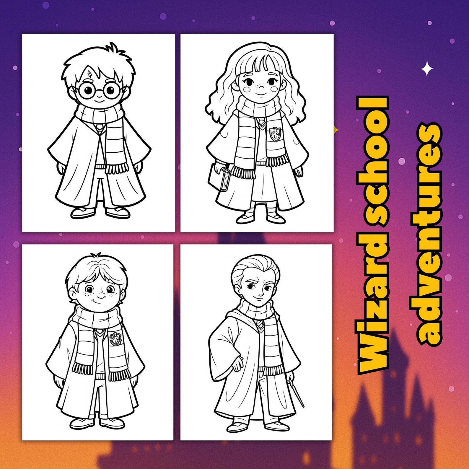Wizard School Adventures Coloring Book | 35 Magical Pages for Kids ...