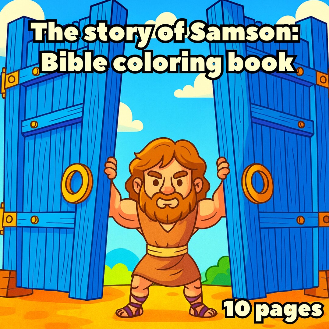 Samson Bible Story Coloring Book: Christian Printable Pages (digital ...