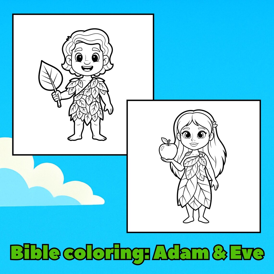 Adam and Eve Coloring Book | Bible Story Printable | 10 Pages for Kids ...