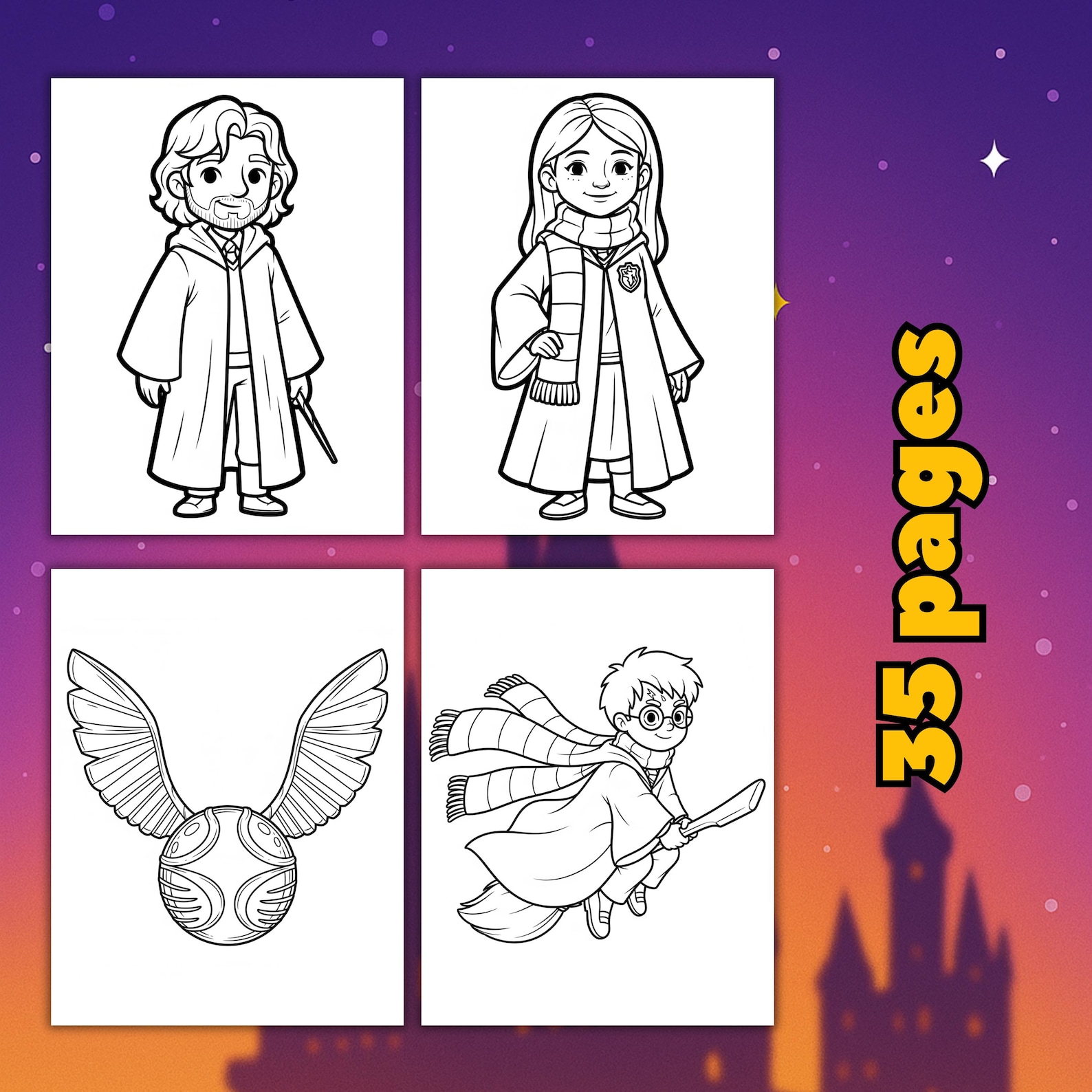 Wizard School Adventures Coloring Book | 35 Magical Pages for Kids ...