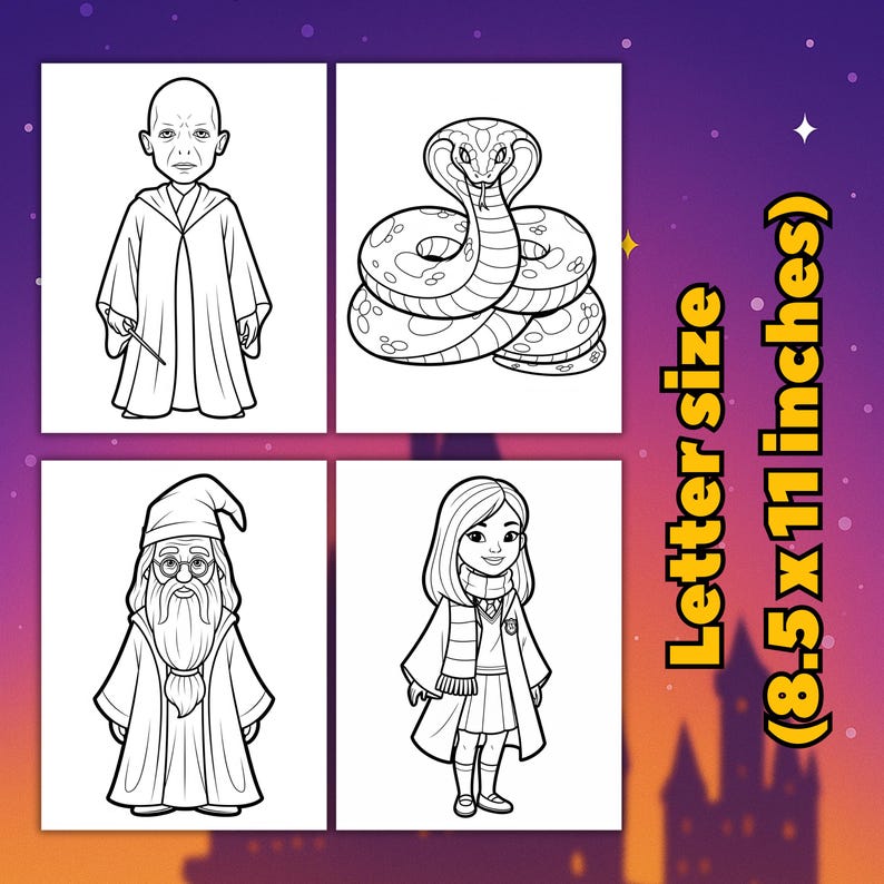 Wizard School Adventures Coloring Book | 35 Magical Pages for Kids ...