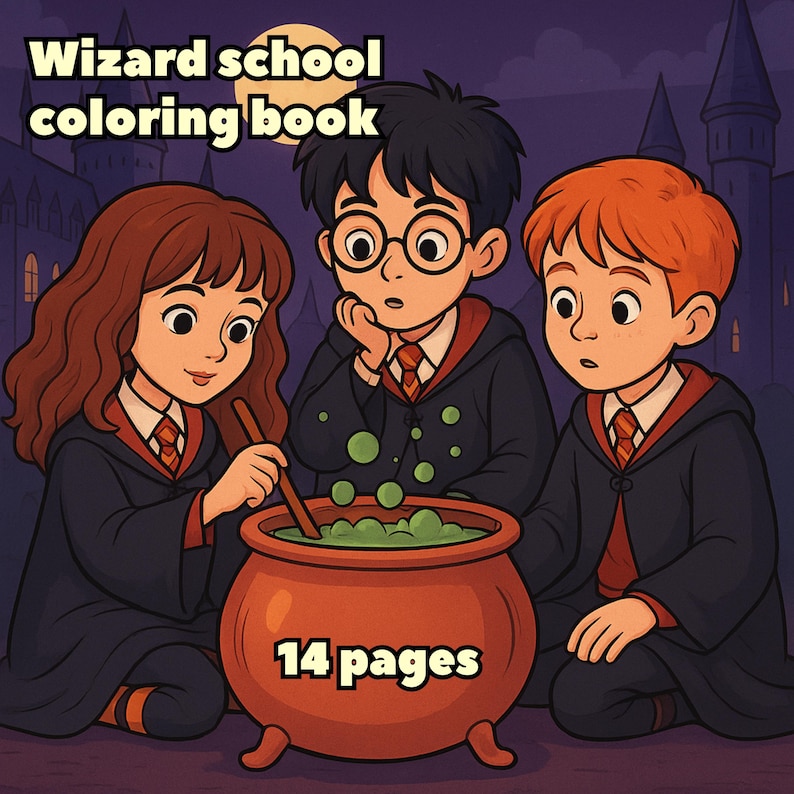 Wizard School Coloring Book | Magical Kids Coloring Pages | Fantasy ...