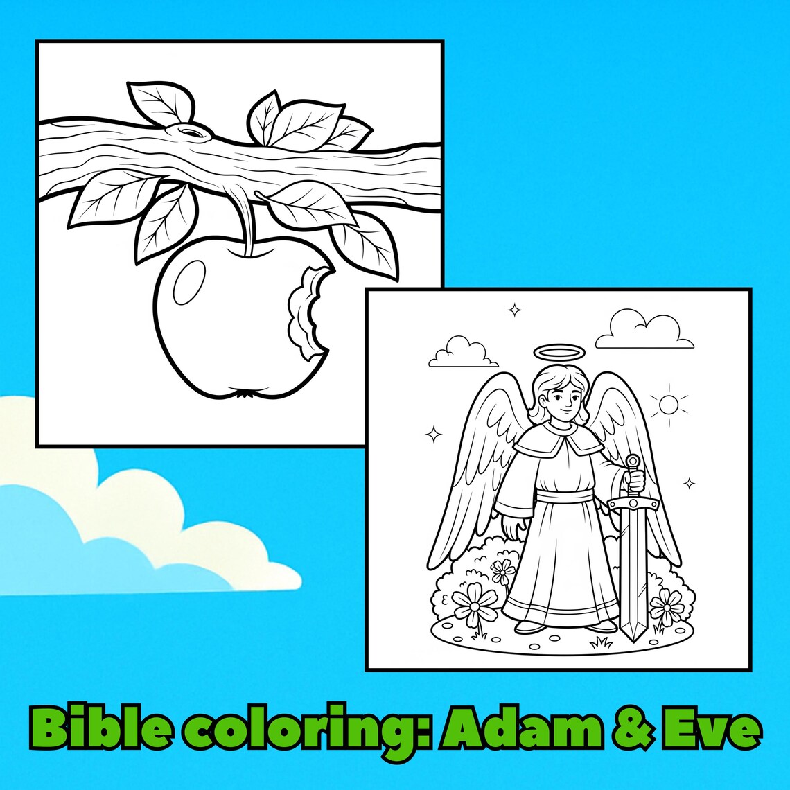 Adam and Eve Coloring Book | Bible Story Printable | 10 Pages for Kids ...